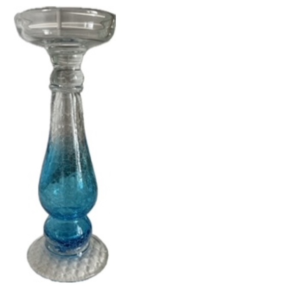 Pier 1 | Accents | Pier One Blue Crackle Glass Candle Holder No Flaws Like New | Poshmark